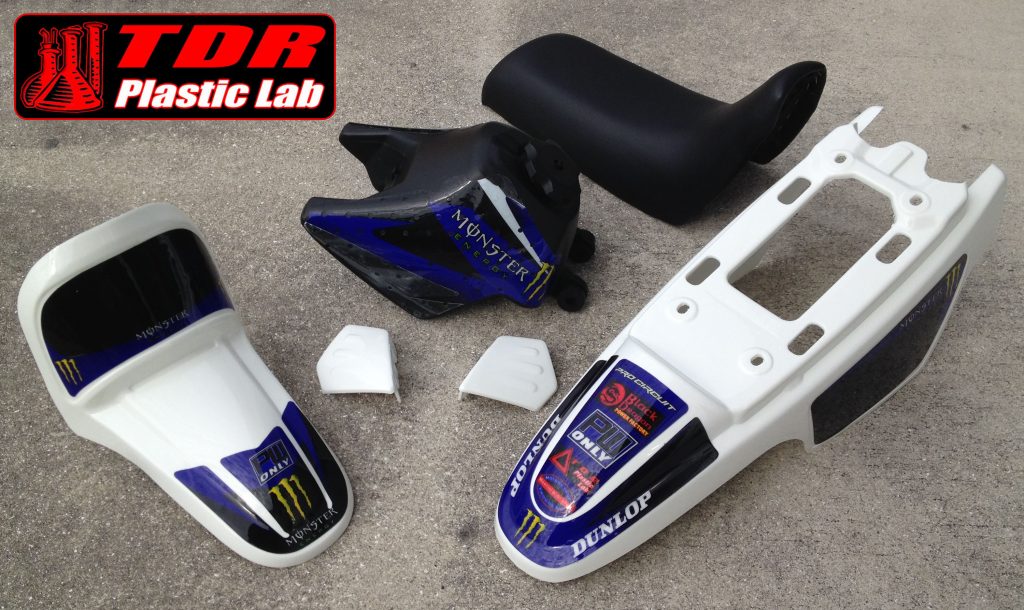 PW50 White Plastic Fuel Tank Graphics and Seat - Yamaha PW50 Parts