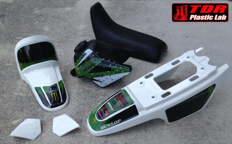 PW50 White Plastic Fuel Tank Graphics and Seat - Yamaha PW50 Parts