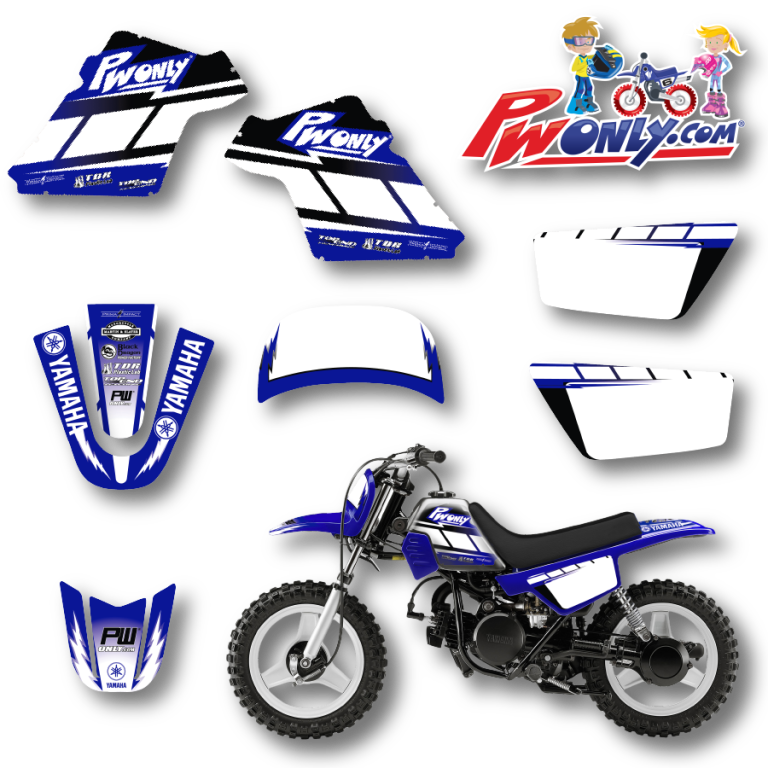 PW50 White Plastic Fuel Tank Graphics and Seat - Yamaha PW50 Parts