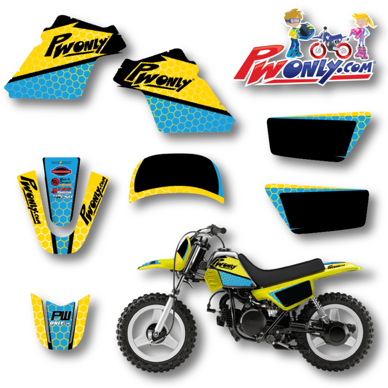 Yellow PW50 Plastic Kit with Graphics, Black Seat and Black Fuel Tank